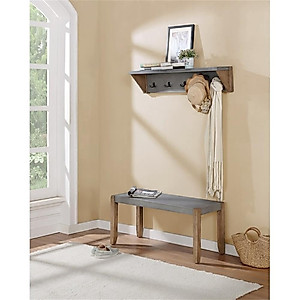 Alaterre Furniture Newport 40" L Faux Concrete and Wood Bench