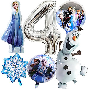 Frozen 3rd Birthday Balloons Bouquet Decorations Frozen Foil Balloons for Kids 3rd Birthday Baby Shower Frozen Themed Party Decorations (4th Birthday)
