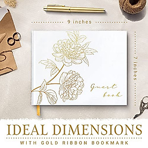 Gold Stamped Wedding Guest Book, Wedding Guest Book with Pen, Floral Guest Book Wedding Reception, Wedding GuestBook Floral Design, Wedding Book, Wedding Book Alternative, Floral Guest Book