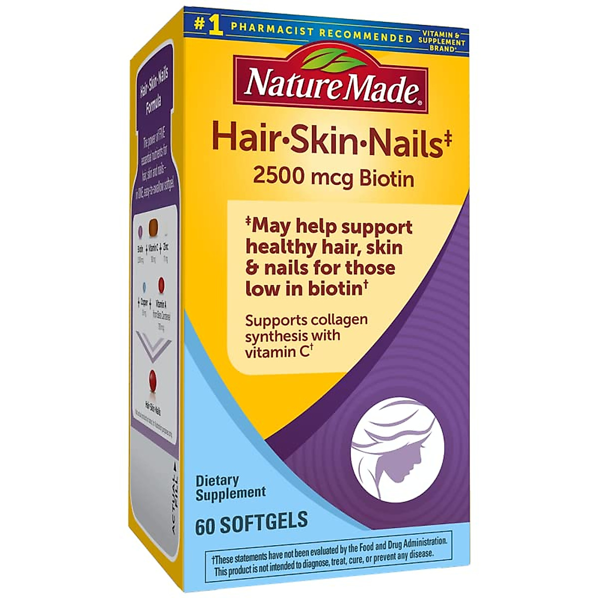 Nature Made Hair, Skin & Nails w. 2500 mcg of Biotin Softgels 60 Ct