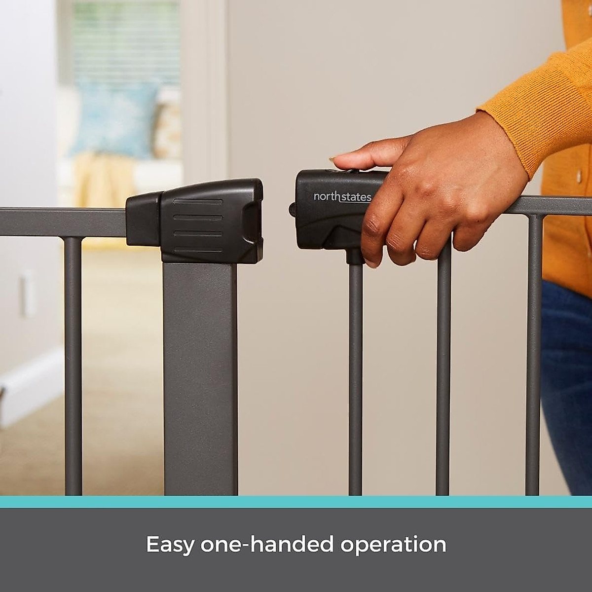 Toddleroo by North States Riverstone Extra Tall & Wide Self-Closing Baby Gate with Door. Pressure Mounted Baby Gates for Doorways, Child Gate Fits Openings 29.75” to 52” Wide. (36" Tall, Graphite)