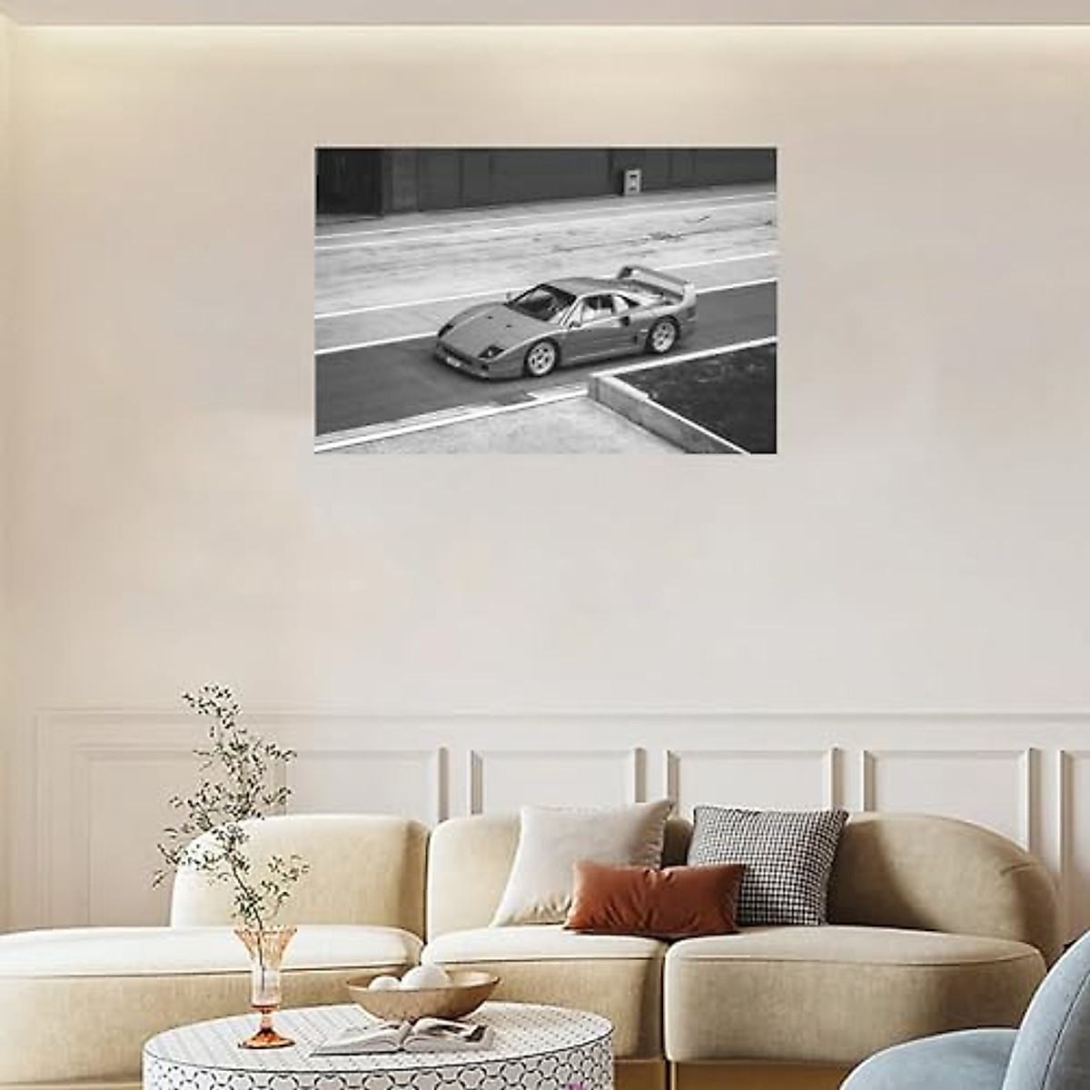 Car Poster Ferrari F40 Supercar Posters Racing Car Canvas Wall Art For Boy's Bedroom SuperCar Wall Decor Unframe-style 36x24inch(90x60cm)