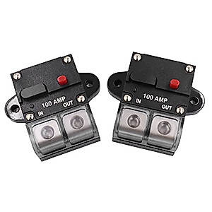 zipelo 100/200/300A Circuit Breaker Resettable, Self Recovery Circuit Breaker with Manual Reset Button, 12-48V DC Waterproof Surface for Power Audio System Protect, Inline Fuse for Vehicles (100A)