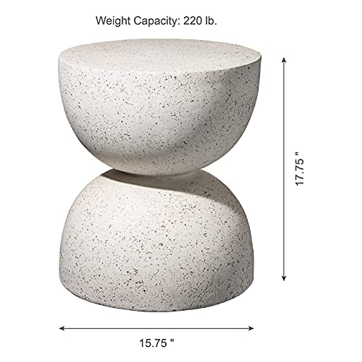 glitzhome Modern Decorative Garden Stool Heavy Duty Patio Sturdy Faux Terrazzo Garden Stool Side Table Plant Table for Indoor Covered Outdoor, 17.75”H, White