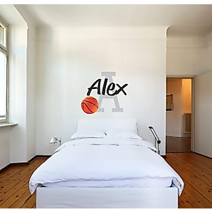 Custom Name Basketball Personalized Wall Decal - Boys Girls Personalized Name Basketball Sports Wall Sticker - Custom Name Sign - Custom Name Stencil Monogram - Wall Decor