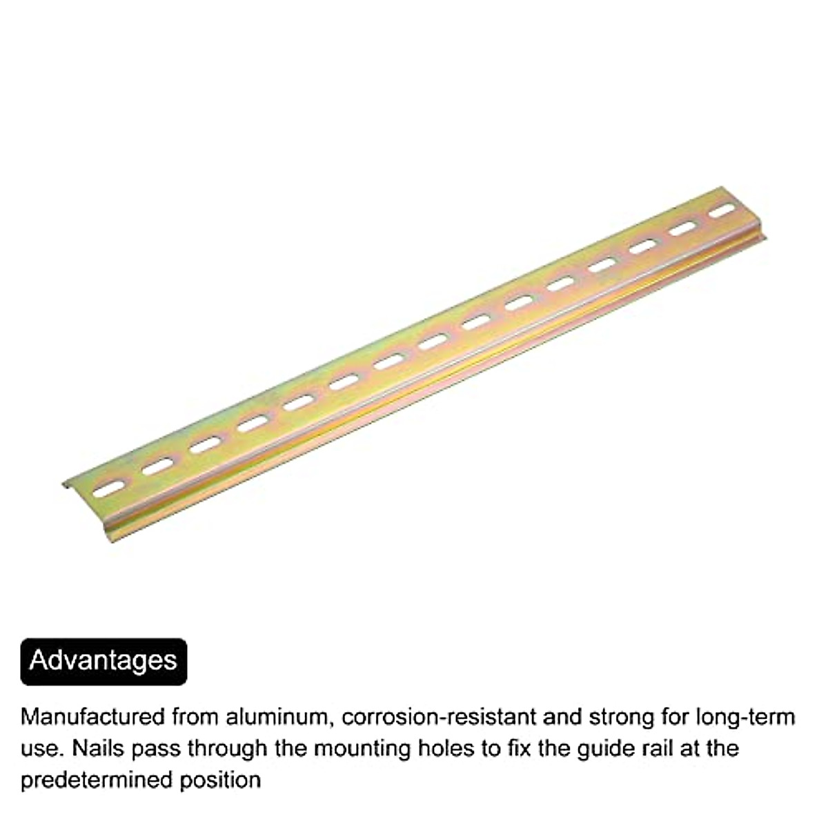 MECCANIXITY 2 Pcs DIN Rail Slotted Iron Mounting Guide 10"(250mm) Long 35mm Wide 7.5mm High Bronze Tone