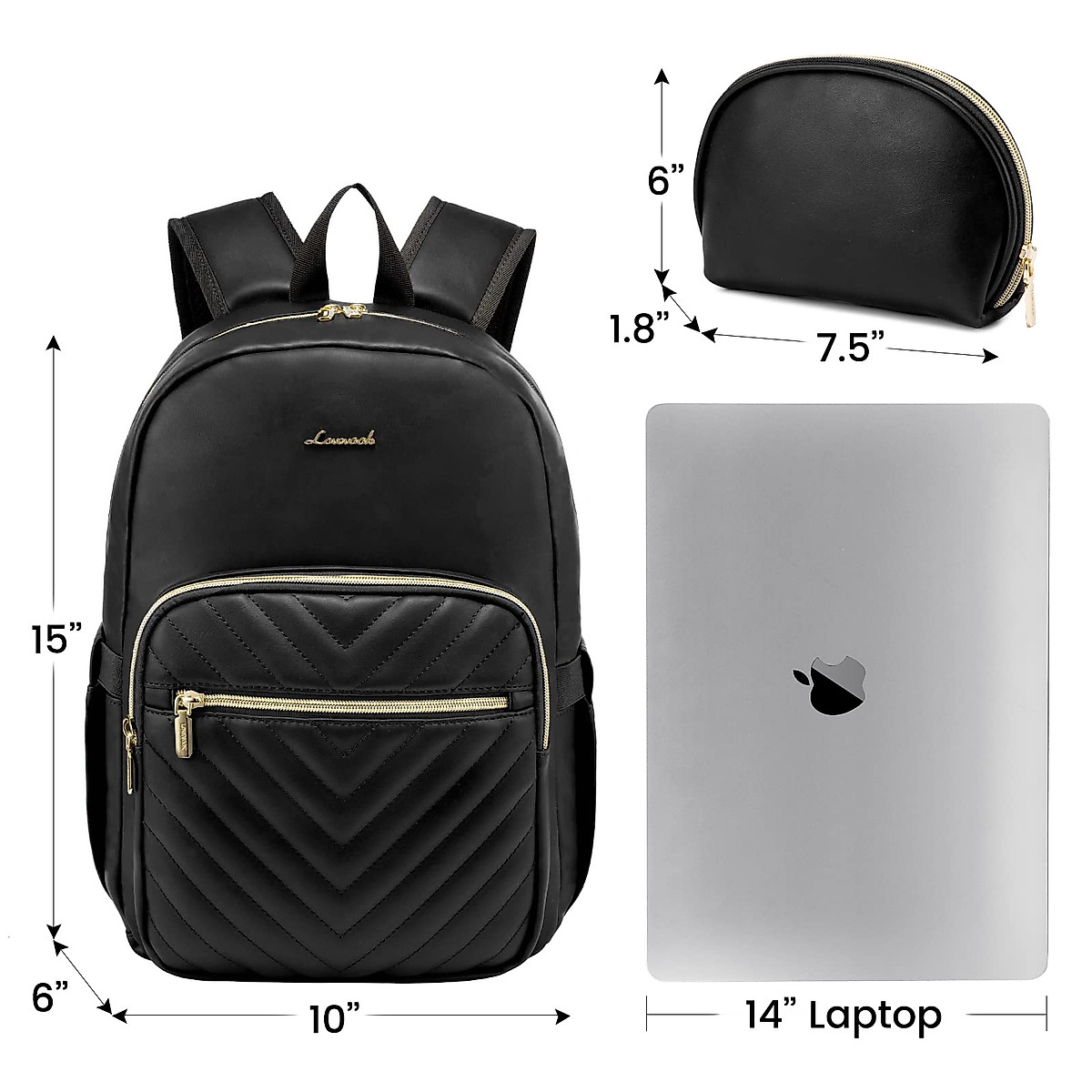 LOVEVOOK Backpack Purse for Women, Waterproof Mini Backpack, Lightweight Small Backpack for Women, 2pcs Sets, Black