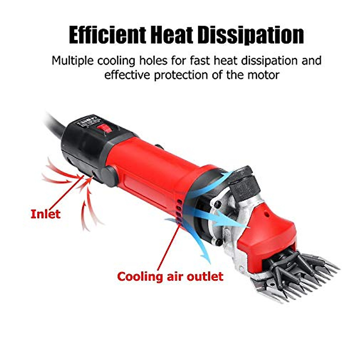 coldwind Sheep Clipper,Professional Heavy Duty Sheep Shearing Machine with 6 Speed,Electric Shearing Machine for Shaving Fur Wool in Sheep Goats Cattle and Other Farm Livestock Pet-Red