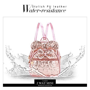 KL928 Girls Bowknot Polka Dot Cute Mini Backpack Small Daypacks Convertible Shoulder Bag Purse for Women (Fluorescent Pink-01)