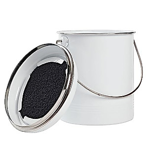 Metal Compost Bin for Kitchen, Compost Pail Indoor Kitchen Sealed with Lid, Countertop Composter Food Scarp Container, White, 1.4 Gallon