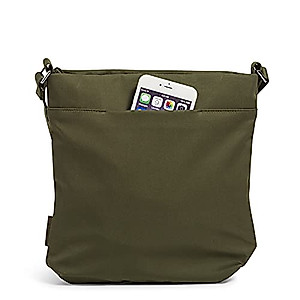 Vera Bradley Women's Cotton Triple Zip Hipster Crossbody Purse, Climbing Ivy Green, One Size