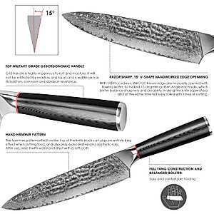 Chef Knife 8 Inch Damascus Kitchen Knife, Professional Japanese VG10 Damascus Steel Cooking Knife, Ergonomic Wood Knife Handle, Super Sharp Chef's Knives with Gift Box