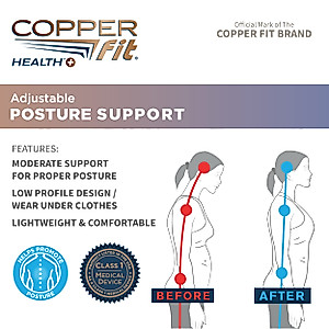 Copper Fit Health Unisex Posture Support, Adjustable,Black