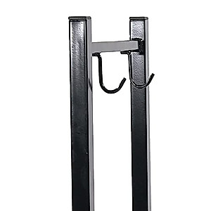 Sunnydaze Firewood Log Rack with Tool Holder Hooks - Indoor/Outdoor Durable Powder-Coated Steel Space-Saving Design - Black