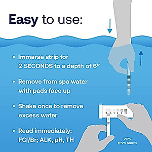 HTH Spa Care 6-Way Test Strips, Spa & Hot Tub Chemical Tester, 25 Strips