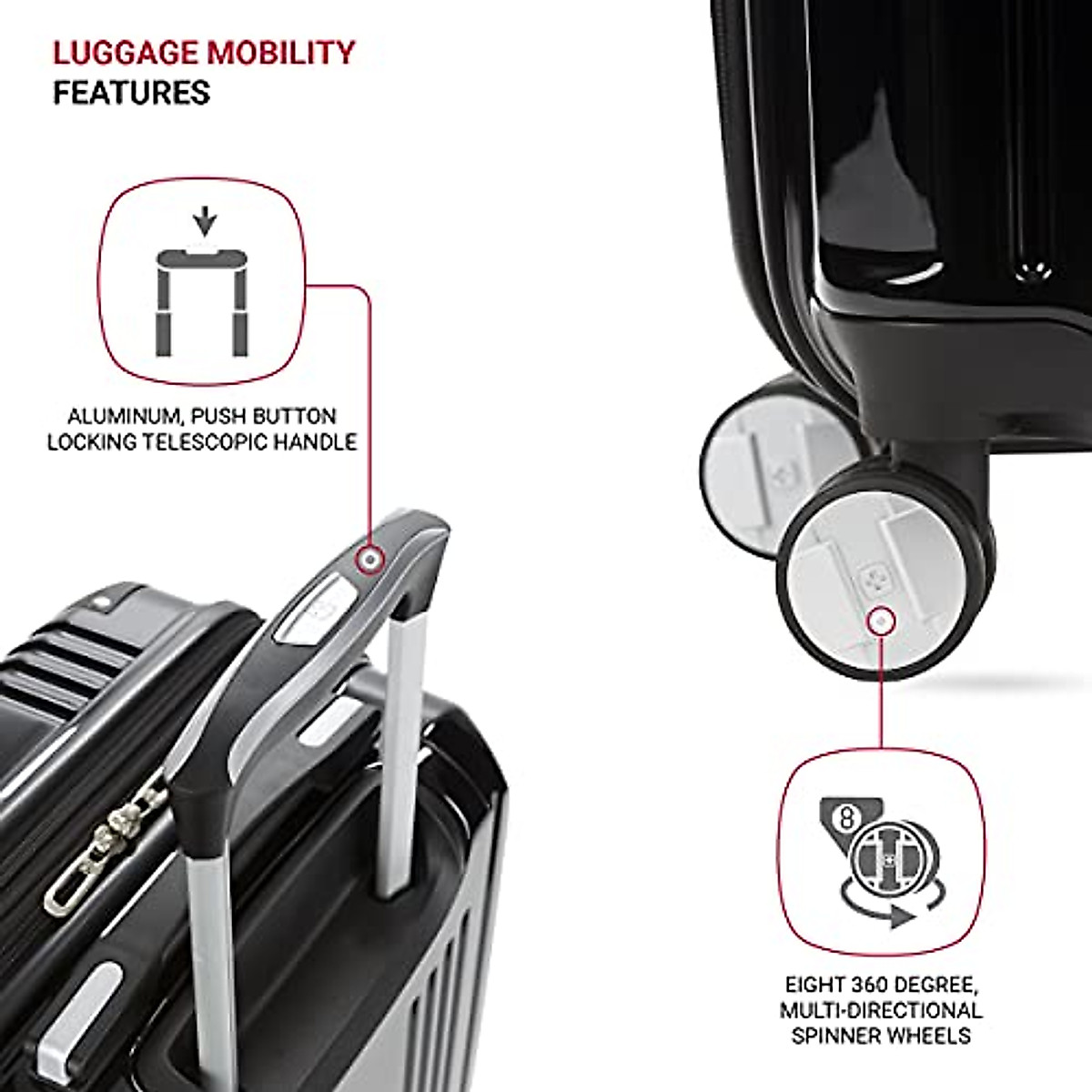 SwissGear 7786 Hardside Expandable Luggage with Spinner Wheels, Black, Carry-On 20-Inch