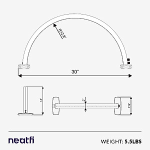 Neatfi Half Moon LED Table Lamp for Estheticians, Nail Tech, and Cosmetician, 1600 Lumens, Dimmable, 3 Light Modes, 40W, 2700K-5600K, Nail Art, Facial, Waxing, Threading, Tattoo (Modern, White)
