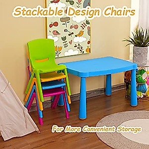 Domi Kids Table and Chair Set, 5 Pieces Enlarged Plastic Toddler Desk and Chairs for Arts & Crafts, Snack Time, Reading, Home, Kindergarten, Preschool, Daycare, Playroom Boys Girls Children's Day Gift