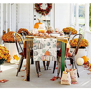 Sambosk Fall Gray Pumpkin Table Runner, Autumn Thanksgiving Table Runners for Kitchen Dining Coffee or Indoor and Outdoor Home Parties Decor 13 x 72 Inches SK075