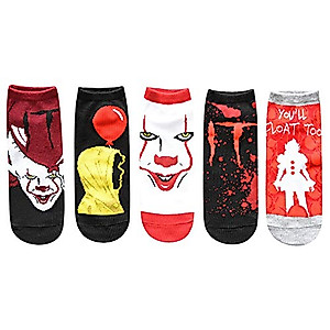 Hyp IT Movie Pennywise You'll Float Too Stephen King Juniors/Womens 5 Pack Ankle Socks