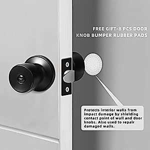 Tanzfrosch 8 Pack Privacy Door Knobs Matte Black Interior Door Lock Keyless Round Lockset for Bedroom, Bathroom, Garage, Hardwares & Instruction Included