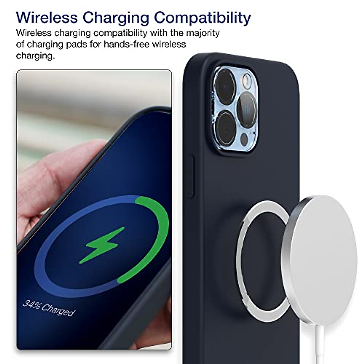 Zonlaky 9 in 1 Bundle Designed for iPhone 13 Pro Max Case 6.7 Inch Compatible + 4 Pack Tempered Glass Screen Protector + 4 Pack Camera Lens Protectors + 1 Silicone Bumper Cover - Midnight