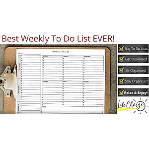 Weekly TO DO List Notepad, 50 Page Task Planner Pad w/ Daily Checklist, Priority ToDo Checkbox & Note Sections. Desk Notebook Pad to Organize Office. 11 X 8.5, A4 Sheets. Made in the USA.