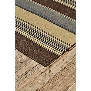 Feizy Rugs - Silva Natural Wool Dhurrie Area Rug - Stripes - Gray/Brown - 8ft x 10ft