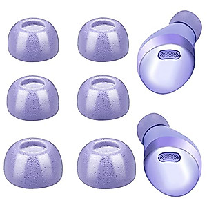SOULWIT Memory Foam Ear Tips Replacement [with Mesh] for Samsung Galaxy Buds Pro, 3 Pairs Noise Isolation Earbuds Eartips with Portable Storage Case (Violet,S/M/L)