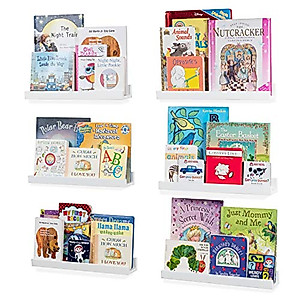 Wallniture Denver Floating Shelves for Wall, White Wall Bookshelf for Nursery Room Decor, Floating Book Shelves for Kids Room, Wall Shelf for Living Room, 17 Inch Picture Ledge Shelf Set of 3