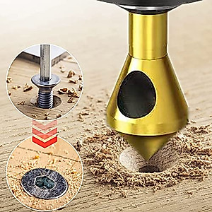 KEWAYO Countersink Drill Bit Set,4pcs 90 Degree High Speed Steel Titanium Counter Sinker Drill Bits for Wood,Metal, Fiberboard, Plywood, Plastic, PVC