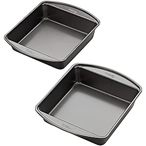 Wilton Perfect Results Premium Non-Stick 8-Inch Square Cake Pans, Set of 2, Steel Bakeware Set