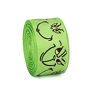 Meseey Red Green Ribbon 10 Rolls Total 50 Yards Christmas Craft Satin Ribbon Funny Cartoon Character Gift Wrapping Ribbon Decorative Ribbon for Xmas Tree Wreath Bows DIY Craft Decoration (Christmas)