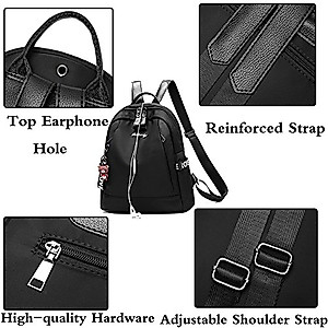 FiveloveTwo Womens Girls Fashion Backpack Rucksack Oxford cloth Anti-thef Backpack Purse Shoulder Hobo Satchels Top-Handle Bags Black