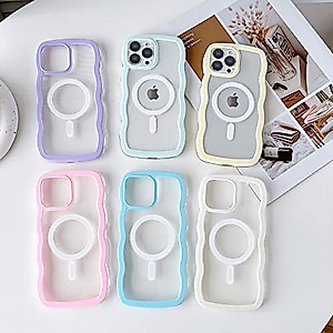 Yeddabox Compatible for iPhone 14 Pro Max Case with Magsafe, Wave Magnetic Phone Case Cute Water Ripple Candy Colors Frame Shockproof for iPhone 14 Pro Max Phone Case for Women 6.7 Inch - Pink