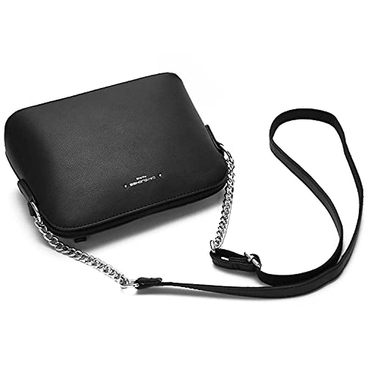 DAVID - JONES INTERNATIONAL. Lightweight Crossbody Bags for Women, Genuine Leather Small Shoulder Bag,Cell Phone Wallet Purses and Handbags with Chain Strap,Black Purse
