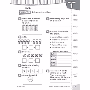 Shell Education 180 Days of Math for Second Grade (180 Days of Practice)
