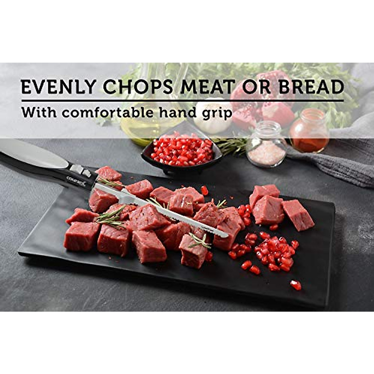Courant Electric Knife Effortless Slicing and Carving, Soft Comfort Grip Handle with Precision Blades and Even Slicer