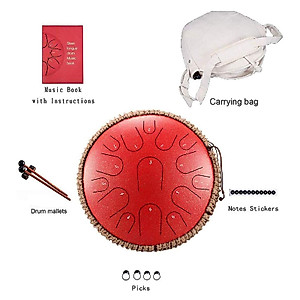 YWJJMY 15 Notes Steel Tongue Drum 13 Inch Handpan Drum Harmonic Tank Drum Meditation Yoga Zen with Mallets Travel Bag for Beginner Music Lovers Gift (Color : Spotted Purple)