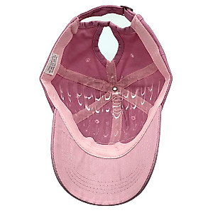 Waldeal Girls' Cute Ponytail Hat Distressed Adjustable Kids Plain Baseball Dad Cap Pink