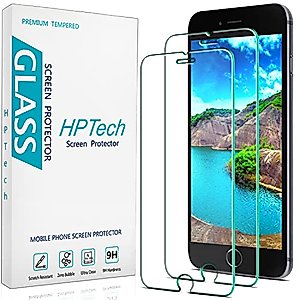 HPTech (2 Pack) Tempered Glass for iPhone SE 3, SE 2022, iPhone SE 2, SE 2020 Screen Protector, Anti Scratch, Bubble Free, Case Friendly