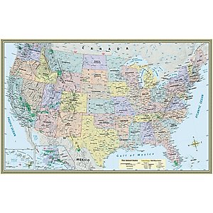 U.S. Map Poster (32 x 50 inches) - Laminated: - a QuickStudy Reference