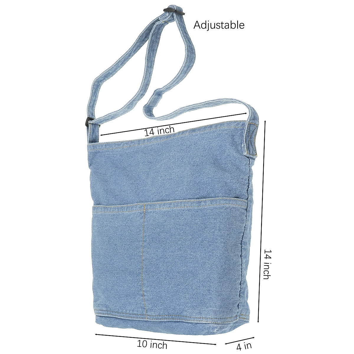 YunZh Denim Shoulder Bag for Women, Casual Style Lightweight Classic Retro Travel Shopper Hobo Bag