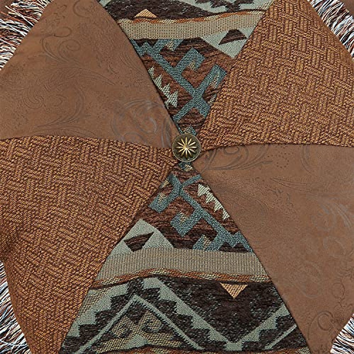 Paseo Road by HiEnd Accents | Del Rio 5 Piece Comforter Set, Super King Size, Blue and Brown Faux Leather, Southwestern Luxury Bedding Set, 1 Comforter, 1 Bed Skirt, 2 Pillow Shams, 1 Accent Pillow