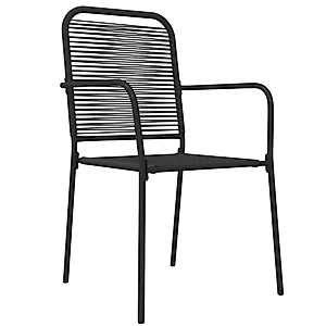 REWIS 5 Piece Patio Dining Set Patio Table and Chairs Set Outdoor Patio Dining Set Outdoor Patio Furniture Patio Set Black Cotton Rope and Steel 3156540