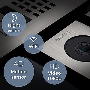 DoorBird IP Video Door Station D1101V Surface-Mount, Stainless Steel V2A, Brushed, Surface-mounting POE Video Doorbell