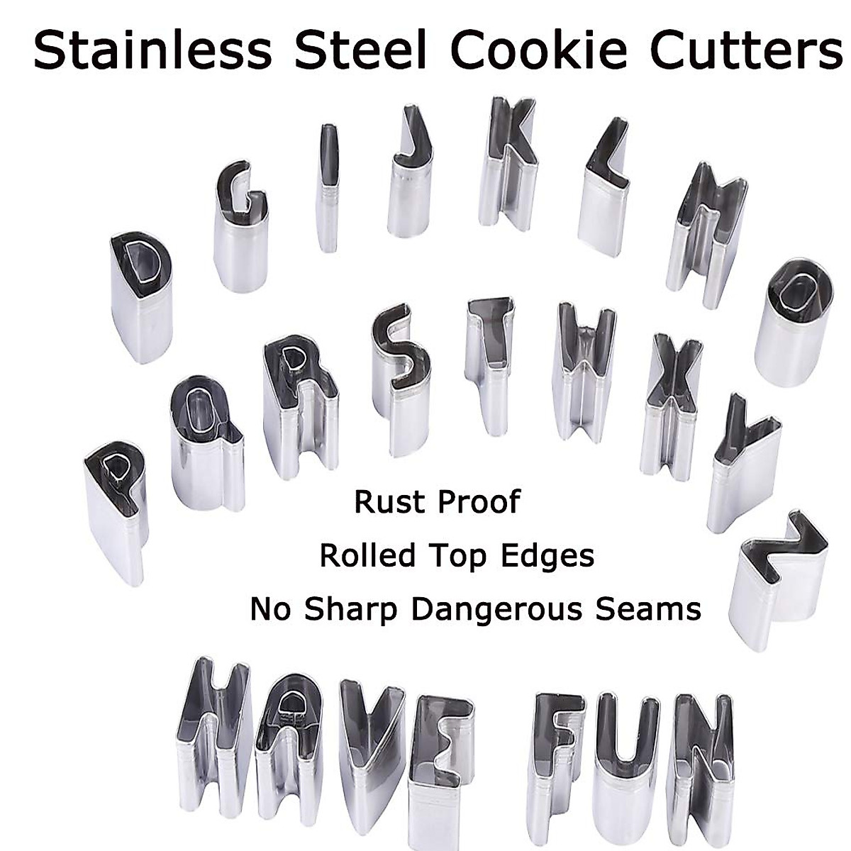 26pcs Alphabet Cookie Cutters Set Small Stainless Steel Letter Molds for Baking, Pastry, Fondant, Donuts Biscuit, Fruit, Cake Decorating Tools by ALNGFUIK