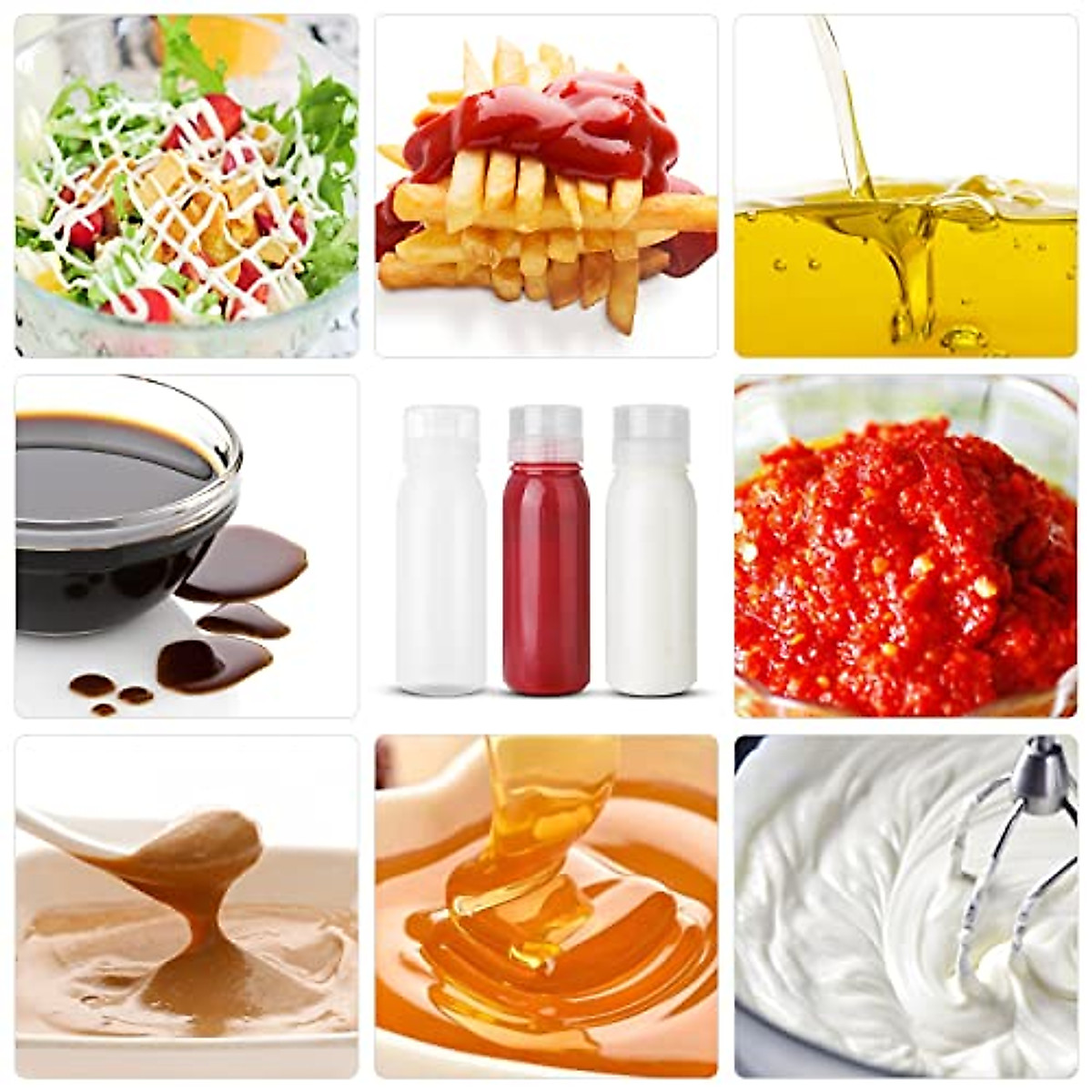 Porous Condiment Squeeze Bottles, Salad Dressing Container, Squeeze Bottles for Sauces, Botellas Exprimibles de Condimentos 3-Pack 13 oz (380ml), Syrup Dispenser Great for Ketchup, Salad, BBQ Sauce, Oil.