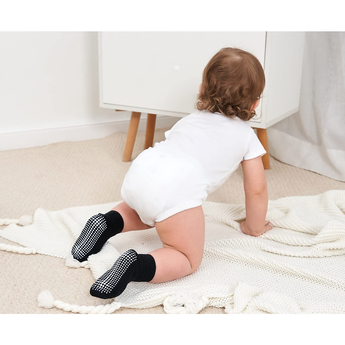 ZAPLES Baby Non Slip Grip Ankle Socks with Anti Skid Grippers Boys Girls Low Cut for Infants Toddlers Kids, Assorted - 12 Pairs, 12-36 Months