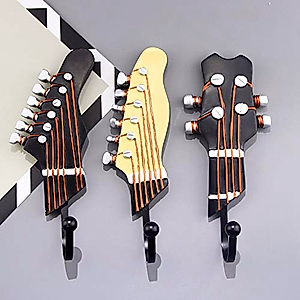 Goldblue Guitar Shaped Decorative Hooks Rack Hangers for Hanging Clothes Coats Towels Keys Hats Metal Resin Hooks Wall Mounted Heavy Duty